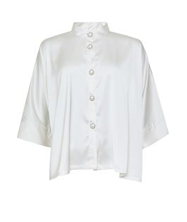 Nikos Aliazis White asymmetric Camille shirt | aesthet.com