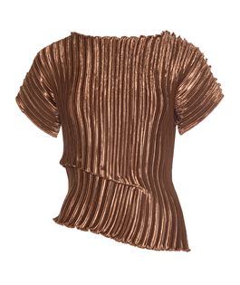 Daphne Valente Bronze metallic Ambrosia pleated top | aesthet.com