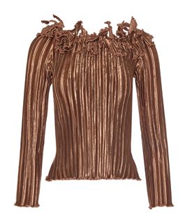 Daphne Valente Bronze metallic Amnesia F pleated top | aesthet.com