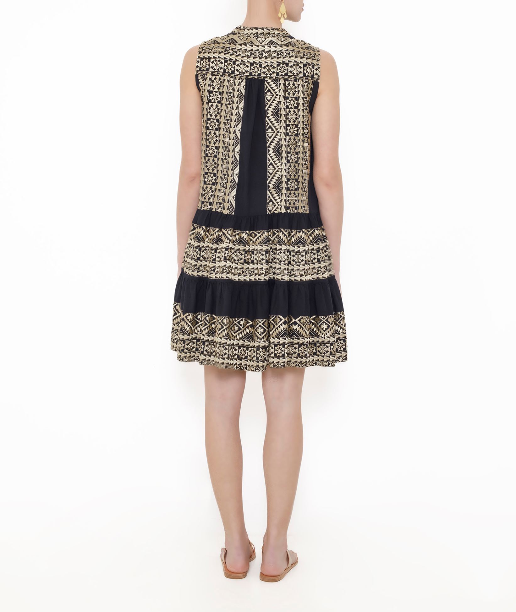 Greek Archaic Kori Black gold cotton embroidered Classic Triangle mini ...